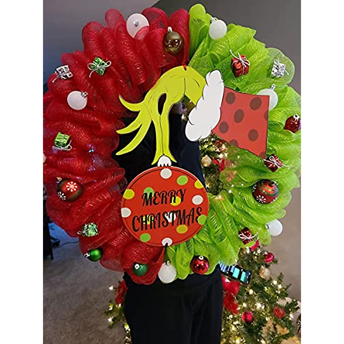 Thickened Christmas Front Door Decorations, 16.6'' x 13.6'' Wooden Hanging Sign for Xmas Themed Party Birthday Event New Year Party Decorations