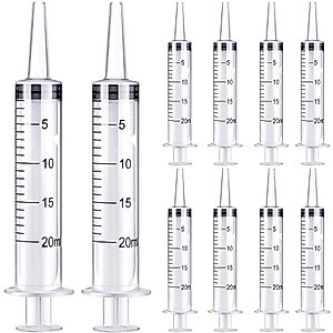10Pack 20ml Syringe for Liquid - Syringes without Needle - 20 ml Sterile Packed Plastic Syringe for Medicine Student Lab Measuring Liquids and Pet Feeding Oral Food, Jello Shot (10 Pack 20cc )