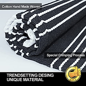 RRUI Cotton Black and White Striped Rug 43 x 27.5 Inches Outdoor Reversible Hand-Woven Washable Area Rugs for Layered Door Mats/Farmhouse Entryway Stripe Carpet/Front Porch Rug/Kitchen Mat