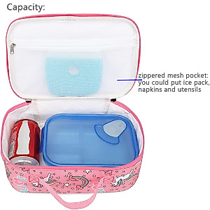FlowFly Kids Lunch box Insulated Soft Bag Mini Cooler Back to School Thermal Meal Tote Kit for Girls, Boys, Unicorn