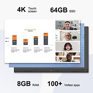 TIBURN R2 75" 4K UHD Smart Board | Smart Digital Whiteboard | All-in-One Touch Screen Computer with Open App Ecosystem, Includes Movable Stand+Wall Mount, Ideal for Office, Classroom, and Conference