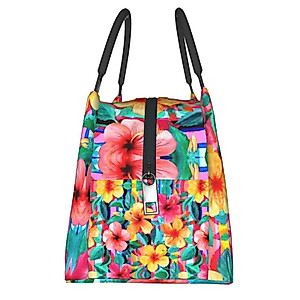 ASYG Hawaii Lunch Bag, Hawaii Tropical Floral Tote Meal Bag Lunch Holder Flower Bag for Work Outdoor Picnic