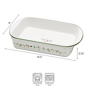Pfaltzgraff Winterberry Rectangular Baker, 13 Inch, White