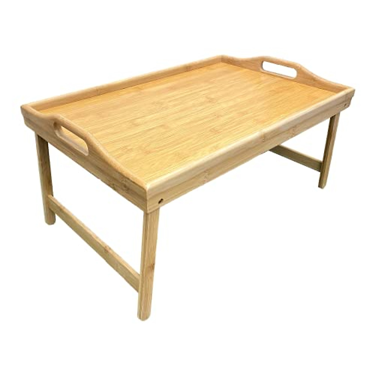 Bam & Boo - Large Natural Bamboo Bed Tray Table With Folding Legs For Eating, Working, Serving, and Organizing (20" x 13")