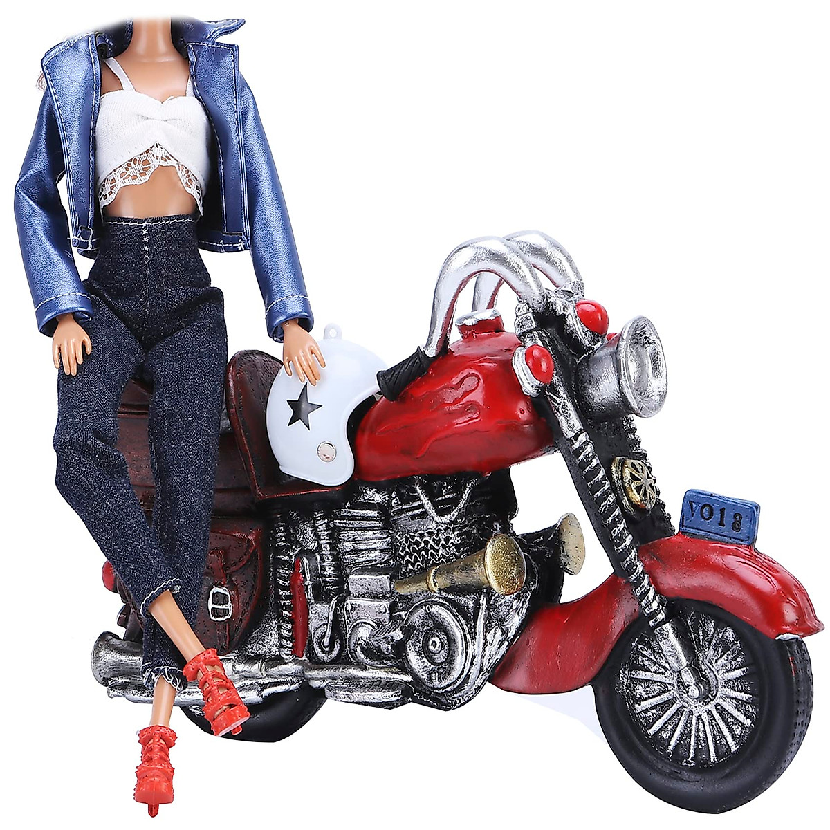 YAMASO Leather Coat Suit Pack,Cool Wild Motorcycle Style Couple Clothes for 11.5″ Girl Dolls and 12″ Boy Doll（Doll and Motorcycle not Included）