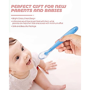 8 Pcs Silicone Baby Spoons First Stage, Baby Spoons Self Feeding 6+ Months, Toddler Utensils for Baby Led Weaning