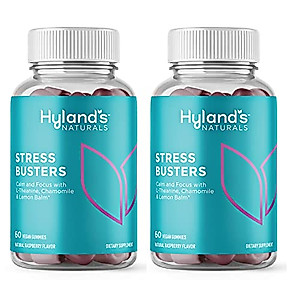 Hyland's Stress Busters, Calm Gummies Naturals with L-Theanine, Lemon Balm and Chamomile, 60 Vegan Gummies (2 Bottles of 60)