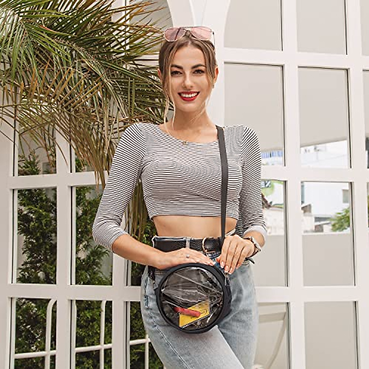 Clear Crossbody Bag, Round Clear Purse Bag for Women, Fashion Crossbody for Concert Prom, Party, Sports Events Festivals