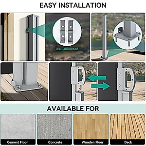 YITAHOME 118''X 78'' Retractable Side Awning Folding Privacy Screen Privacy Fence Waterproof UV-Resistant Privacy Awning Outdoor for Garden, Deck, Patio, Pools, Balcony, Gray
