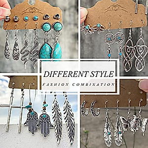 45 Pairs Silver Drop Dangle Earrings Set for Women, Boho Vintage Bronze Waterdrop Dangling Earrings