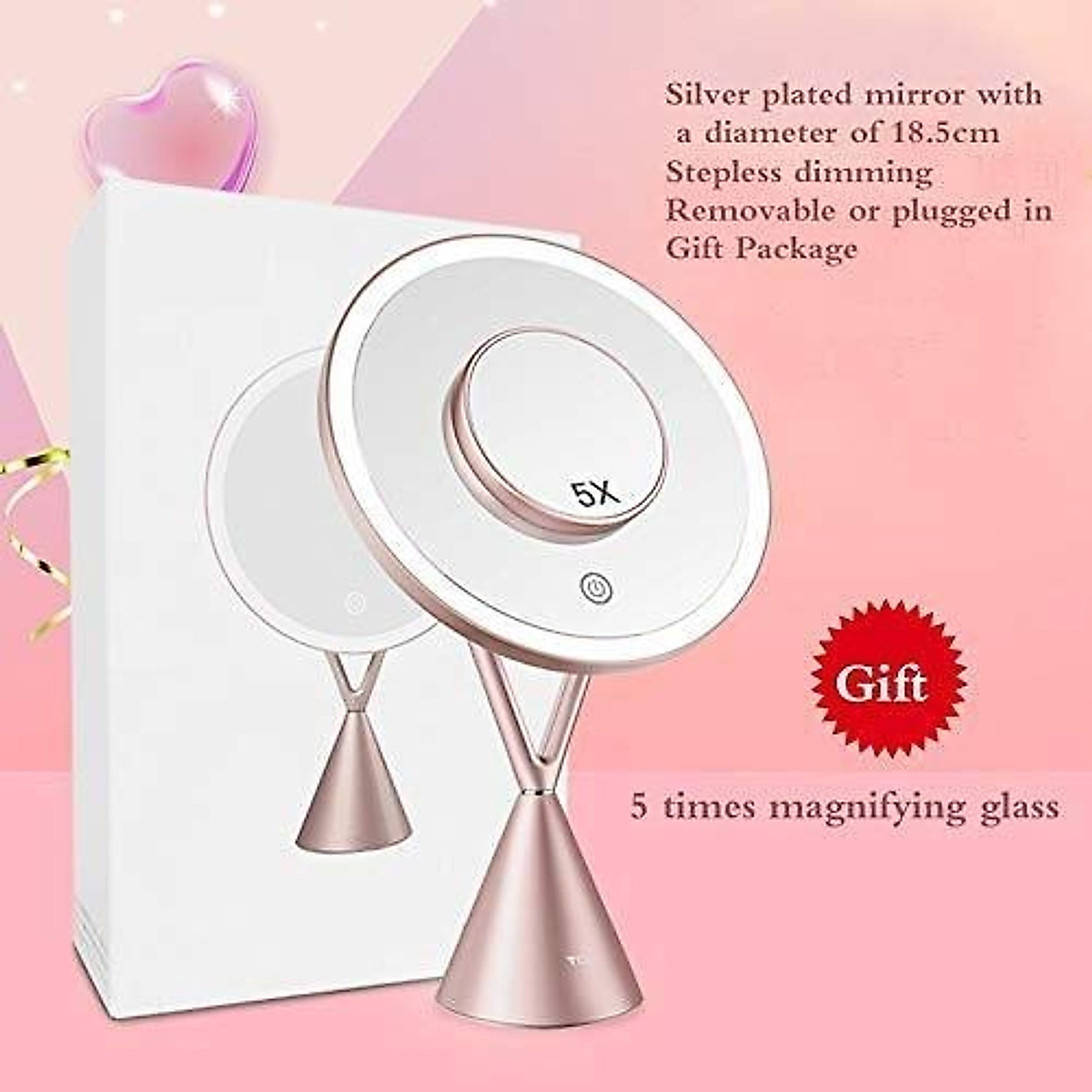 KXA Bathroom Vanity Mirrors Freestanding Cosmetic Mirror 5X Zoom Make Up Mirror Pedestal Table Mirror for Bathroom Bedroom Shaving Mirror Cosmetic Vanity Mirror Makeup Mirror