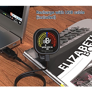 Wegrower Guitar Tuner Rechargeable, Clip On Tuner with LCD Color Display with Guitar, Ukulele, Violin and Chromatic Tuning Modes, Tuners for Musical Instruments