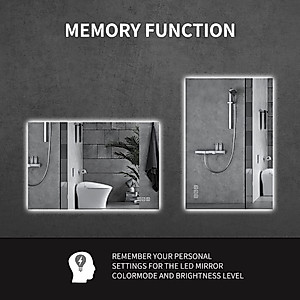 KEECKA 24x36 Inch LED Bathroom Mirror with Lights,Backlit, Anti-Fog Wall Mounted Dimmable Lighted Bathroom Mirror,3-Color Warm/Natural/White High(Vertical & Horizontal)