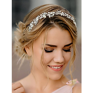 SWEETV Bridal Headpiece for Wedding Silver Crystal Bridal Hair Accessories for Wedding Headband for Women Hair Pieces