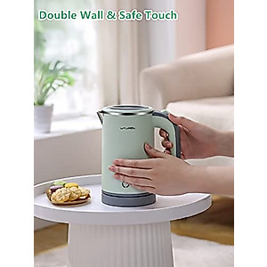 WTJMOV Small Electric Kettle Stainless Steel, 0.8L Portable Tea Kettle Auto Shut-off, Low Power Hot Water Kettle for Camping, Travel, Office and More