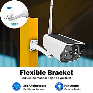 Security Camera Camera 4G SIM Card Solar IP Camera WIFI Battery Powered Video Surveillance Camera Color Night Vision 1080P CCTV Home Security Camera Surveillance Camera with Spotlight ( Size : 4G Sola