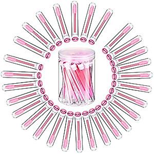 30 Pieces Disposable Eyebrow Brushes with Tubes Mascara Wand Tube Brushes Eyelash Mascara Brushes Diamond Eyelash Tubes with Transparent Cylinder Packaging for Women Girls Makeup (Pink)