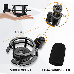 Silence Razer SeirenxShock Mount with Foam Windscreen Cover,Anti-Vibration Suspension Shockmount Mic Holder Clip with Pop Filter to Blocks Out Plosives for Razer SeirenxUSB Streaming Mic Frgyee