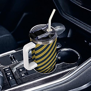 Blue And Yellow Stripes 40oz Water Bottle Double Wall Insulated Tumbler with Handle Leakproof Travel Mug White-style
