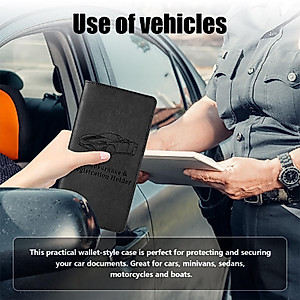 Kewucn Car Registration and Insurance Holder, Leather Auto Glove Box Organizer with Magnetic Shut, Vehicle Compartment Accessories Case for Cards, Driver License & Essential Documents