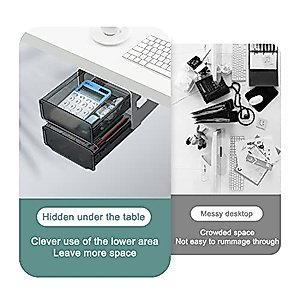 Under Desk Drawer Organizer - Hidden Self-Adhesive Under Desk Drawer Slide-out With 2 layers、Storage box for sticking under the table, suitable for office, classroom, home Under Desk Drawer (Withe)