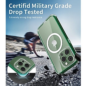 Magnetic Case for iPhone 13 Pro Max, [with Privacy Screen Protector][100% Screen Sensitivity][Compatible with MagSafe] Full Body Shockproof Anti Spy Cell Phone Case Cover 6.7 inch-Alpine Green