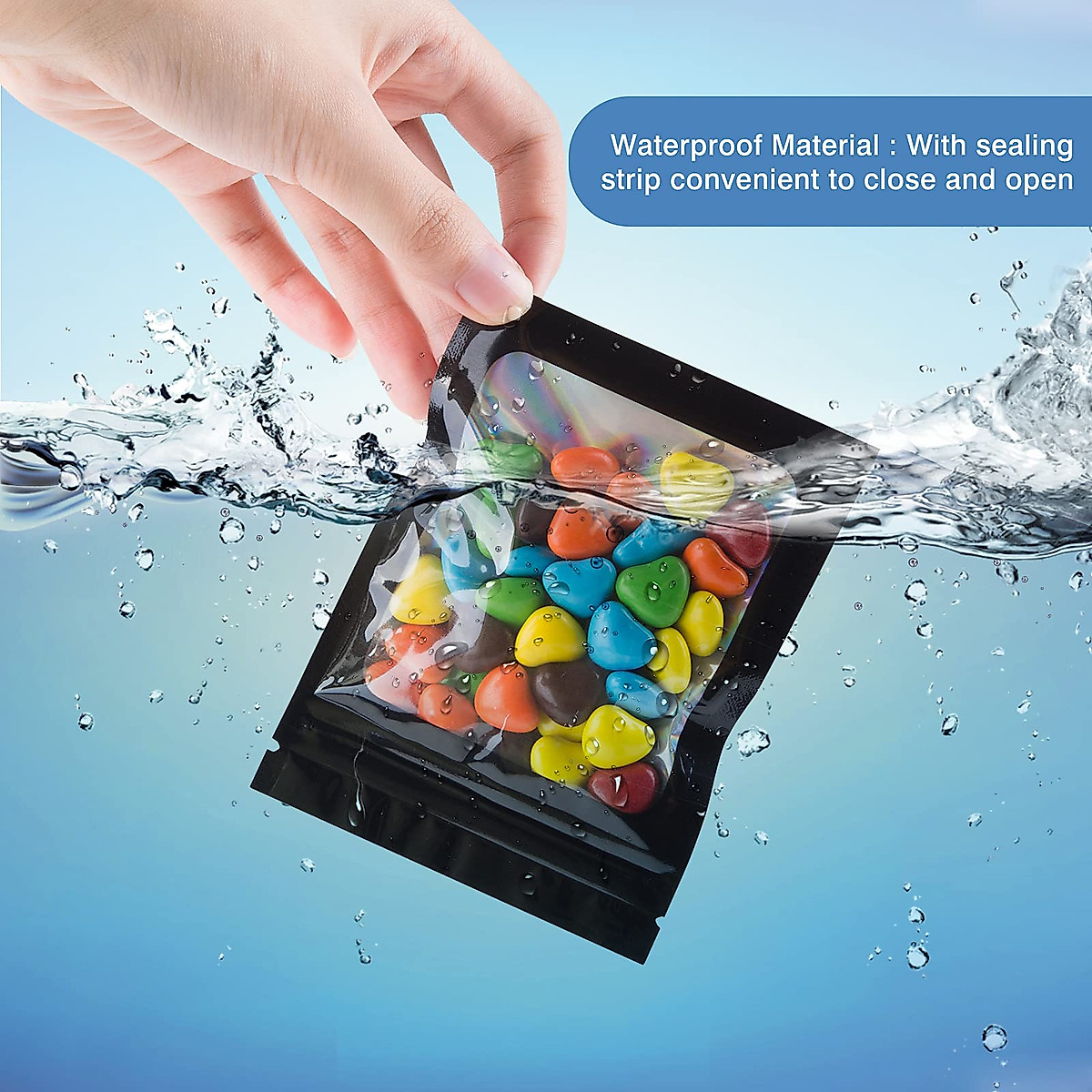 LODROC 100 Pieces Resealable Mylar Ziplock Bags with Clear Window - 3.5x4.7 Inches Smell Proof Bag Coffee Beans Packaging Pouch for Food Self Sealing Storage Supplies Jewelry Electronics Party, Pink