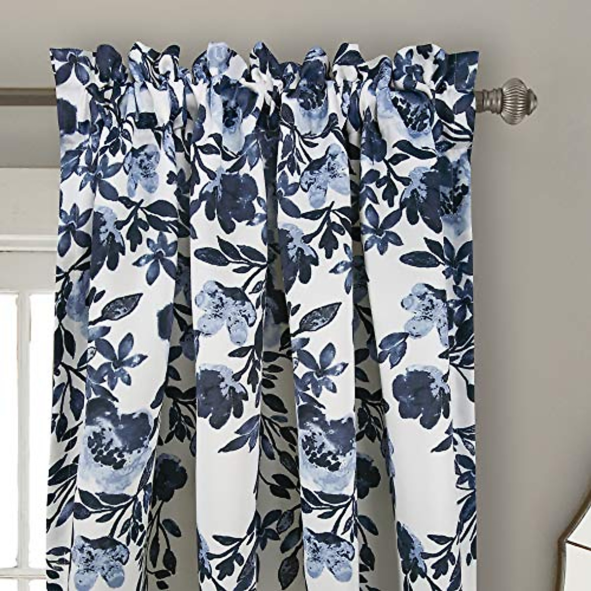 Lush Decor Tanisha Curtains Room Darkening Floral Vine Print Design Window Panel Set (Pair), 52" W x 84" L, Tangerine & Turquoise
