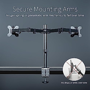 VIVO Dual Monitor Desk Mount, Heavy Duty Fully Adjustable Steel Stand, Holds 2 Computer Screens up to 30 inches and Max 22lbs Each, Black, STAND-V002