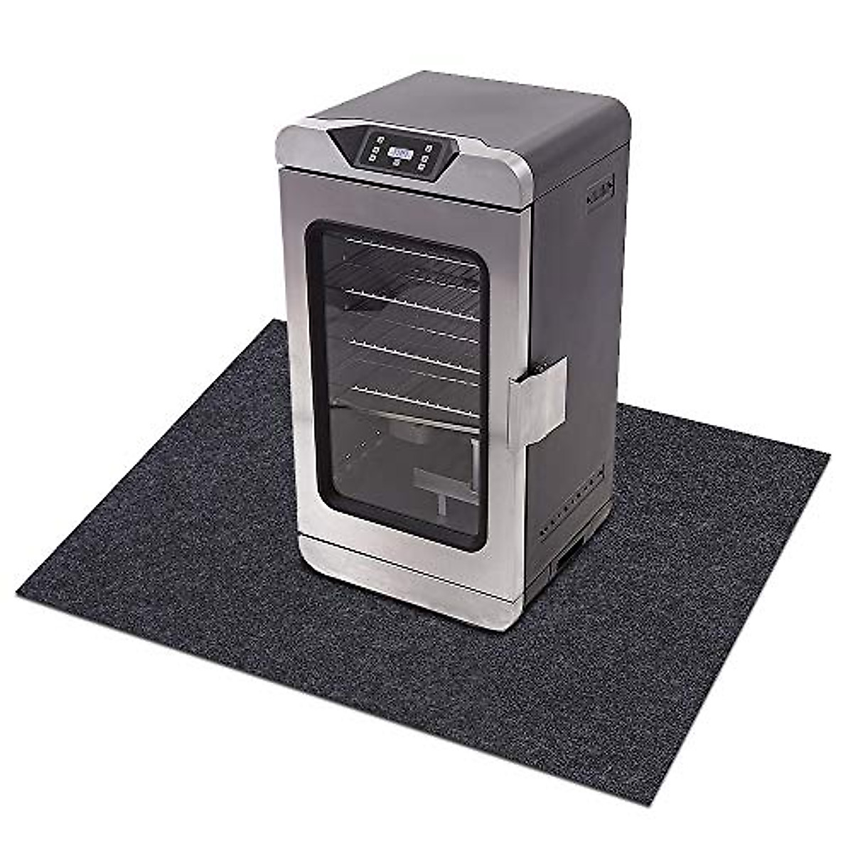 Electric Smoker Mat，Premium Oven Protective Mat—Protects wooden floors and outdoor terraces,Absorbent Material-Contains Smoker Splatter，Anti-Slip and Waterproof Backing，Washable (36" x 60")
