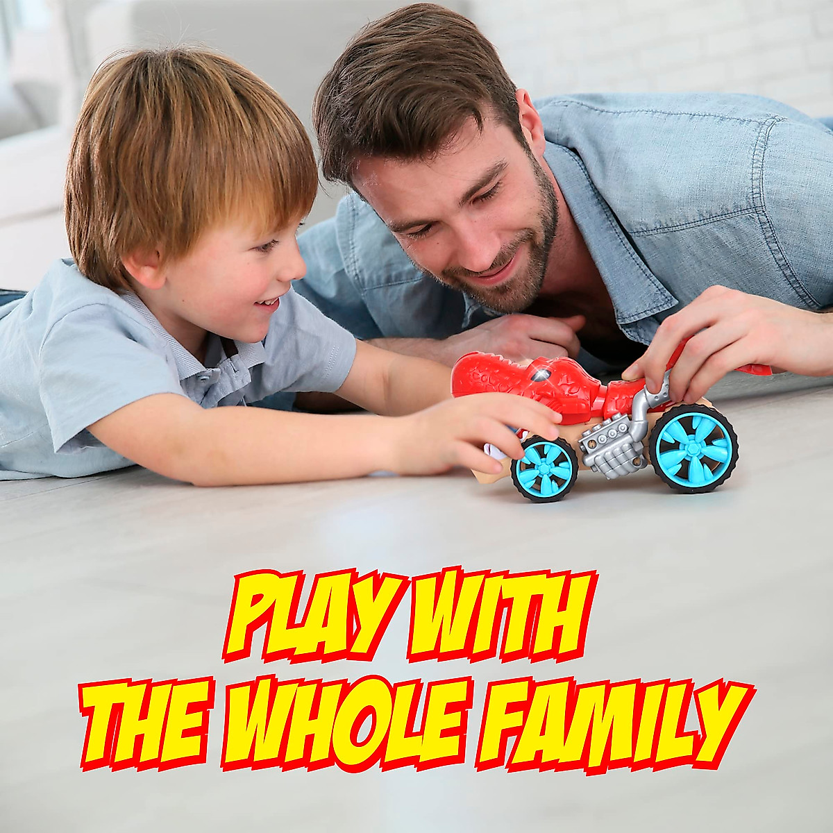 Madzee Monster Vehicle (T-Rex) - Battery Powered Truck with Lights & Sounds - Great Dinosaur Toys for Boys and Girls Ages 3+, Perfect Toddler Gift Birthday Party, Christmas