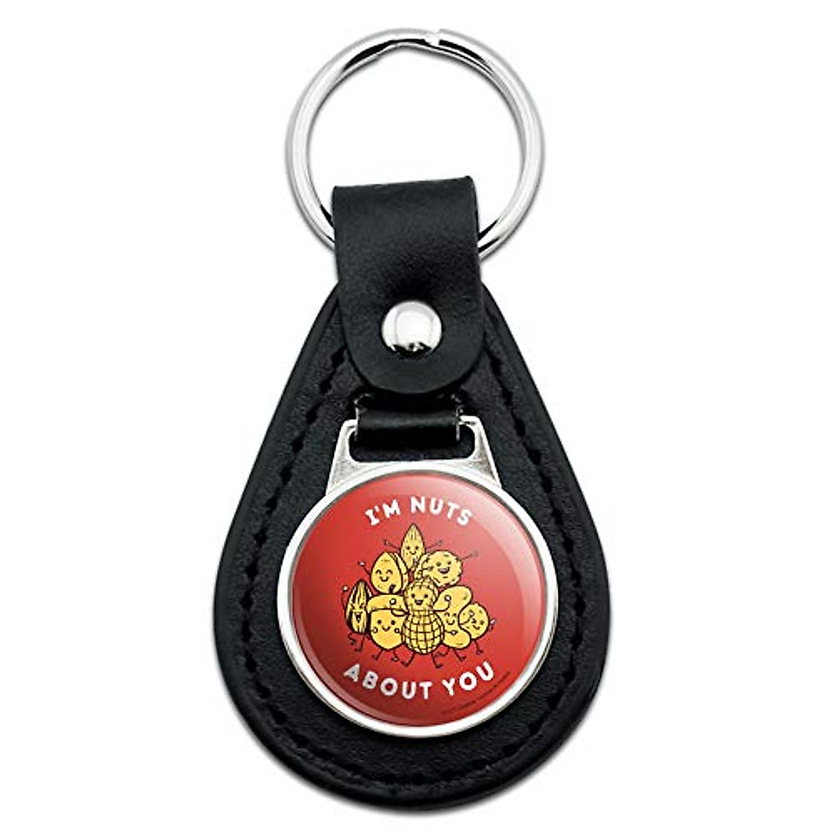 Black Leather I'm Nuts About You Love Funny Humor Keychain
