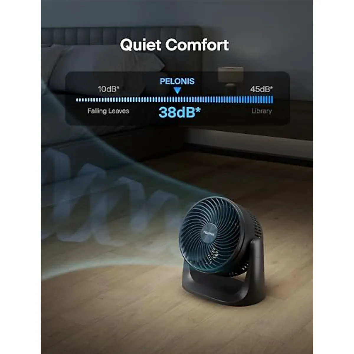 Pelonis 3 Speed Small Room Air Circulator Fan with 7-inch Blade, Table Fan with 100° Adjustable Head Tilt - Desktop Fan for Bedroom,Dorm and Office - Ventilador for Air Conditioner and Heater, Black