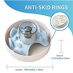 PetDreamHouse Spin Interactive Feeder Bowl for Dogs, UFO Blue Design, Level = Tricky/Advanced