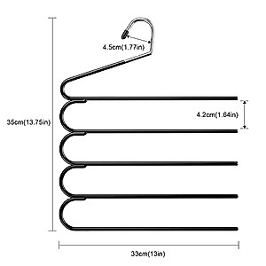 HuaQi Hangers Space Saving Hangers for Closet Organizer Non Slip Closet Storage Organizer for Jeans Towels Scarves (Black, 4)