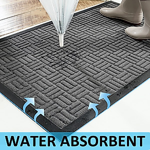 Door Mats Outdoor Indoor Doormat 30"x18"- Front Door Mats Outdoor Welcome Mat Heavy Duty Durable Natural Rubber Rug Mats for Entryway Patio Busy Areas(30"x 18", Grey)