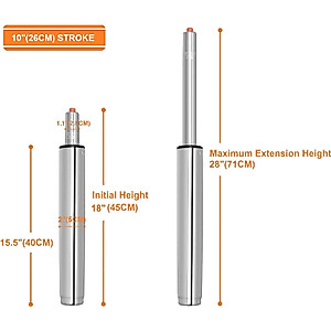 Mcdoofly Drafting Stool Bar Stool Gas Lift Cylinder Replacement Part,Tall Heavy Duty Hydraulic Pneumatic Piston for Drafting Chair(Size:18”- 28” Long)
