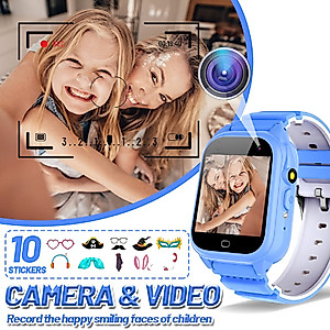 Kids Waterproof Smart Watch Girls Boys with 26 Puzzle Game 1.44" HD Touchscreen Pedometer Video Music Player Alarm Clock Flashlight Parental Control Child Learning Toys for Age 3-12