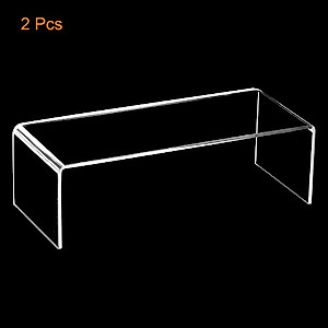 uxcell Shoes Display Stand Rack, 200x80x65mm Acrylic Storage Shelf Holder Clear 2 Pcs