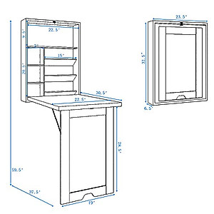 Casart Multi-Function Computer Desk, Wall Mounted Fold Out Table, Convertible Desk Writing Desk for Home and Office