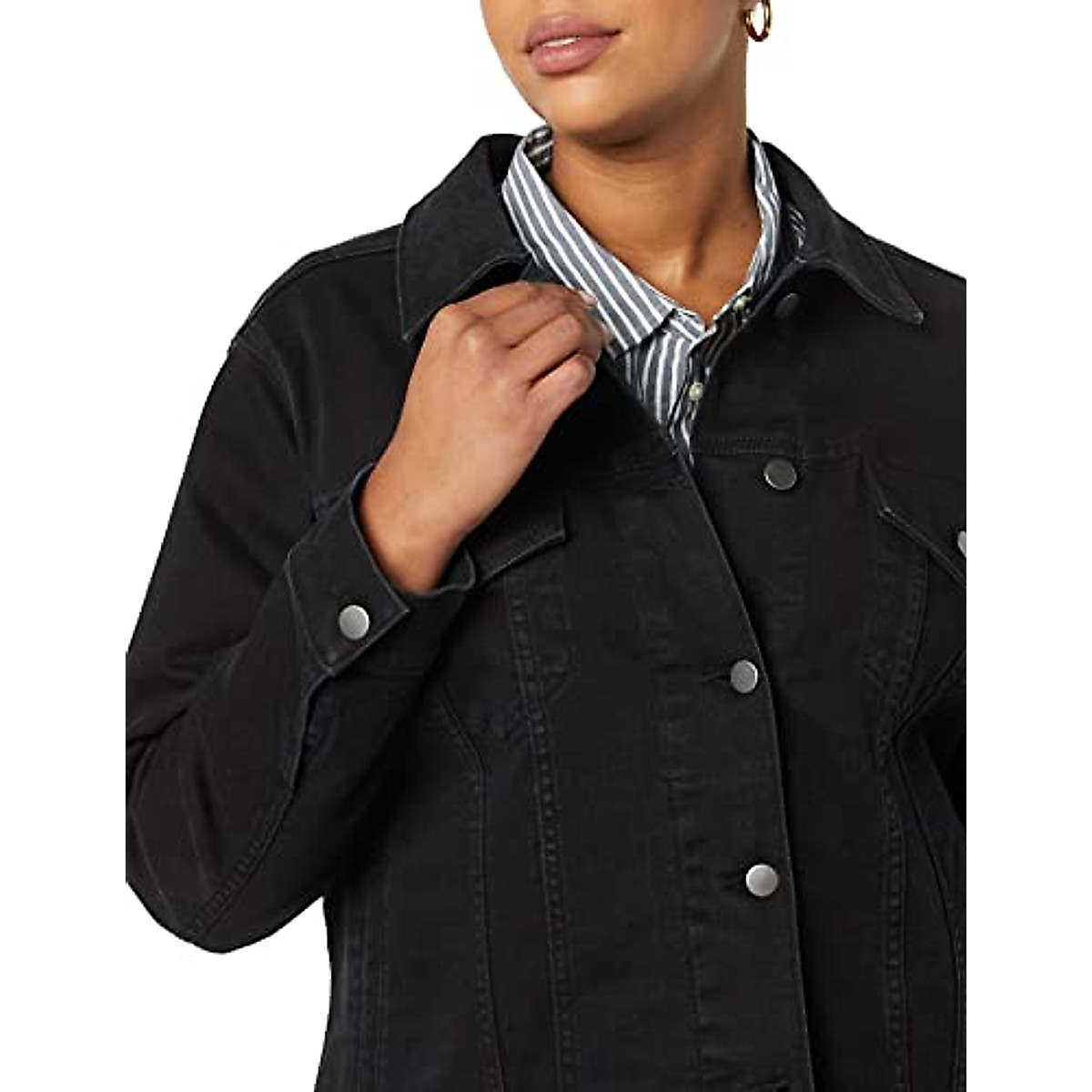 Amazon Essentials Women's Jean Jacket (Available in Plus Size), Black Wash, Medium