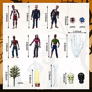 17 PCS Zombie Cake Decoration Zombie Cake Toppers Zombie Figure Themed Party Decorations for Birthday Weeding Party Cake Decorations