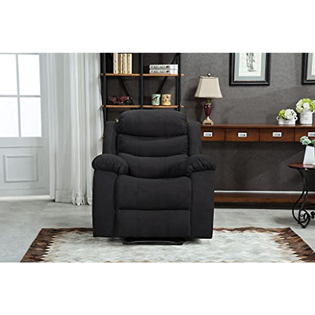 ICE ARMOR 996002BK Manual Overstuffed Cushions for Bedroom and Living Room Recliner Sofa Chair in Black Finish Black 36D x 36W x 40H in