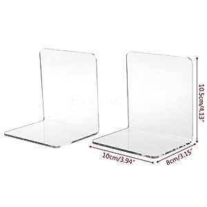 SZYAWsd File Sorters 2Pcs Clear Acrylic Bookends L-Shaped Desk Organizer Desktop Book Holder School Stationery Office Accessories