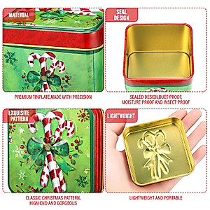 12 Pieces Christmas Cookie Tins Xmas Square Candy Tinplate Tins Large Capacity Retro with Lids Cookie Containers for Storing Candies Biscuits Treat Tea Small Gift and More (Cute)
