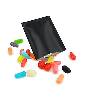 QQ Studio Matte Food-Safe Foil Heat Sealing SlickSeal™ Pouches for Confections and Candy (200 Black, 2.25" x 3.5")