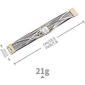 Fesciory Leopard Bracelet for Women, Boho Leather Wrap Multi-Layer Pearl Crystal Bracelet Bangle Jewelry(Gray Leather(Pearl))