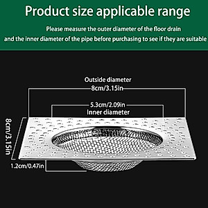 Bathtub Drain Hair Catcher, Fast Drain Shower Drain Hair Catcher, 304 Stainless Steel Drain Protector for Bathroom Pop-up Drain, Kitchen and General Drain (4 Pieces Square)