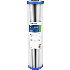 Pentair Pentek R30-20BB Big Blue Sediment Water Filter, Whole House Pleated Polyester Filter Cartridge, 20" x 4.5", 30 Micron, White