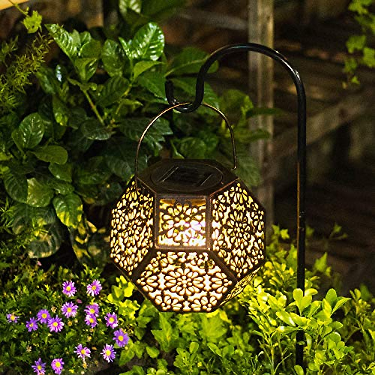 Solar Lantern Hanging Garden Outdoor Lights Metal Waterproof LED Table Lamp